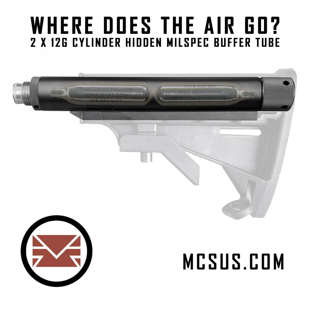 Where Does The Air Go? Hidden 2 x 12g CO2 Cylinder Milspec Busttock Bu – MCS